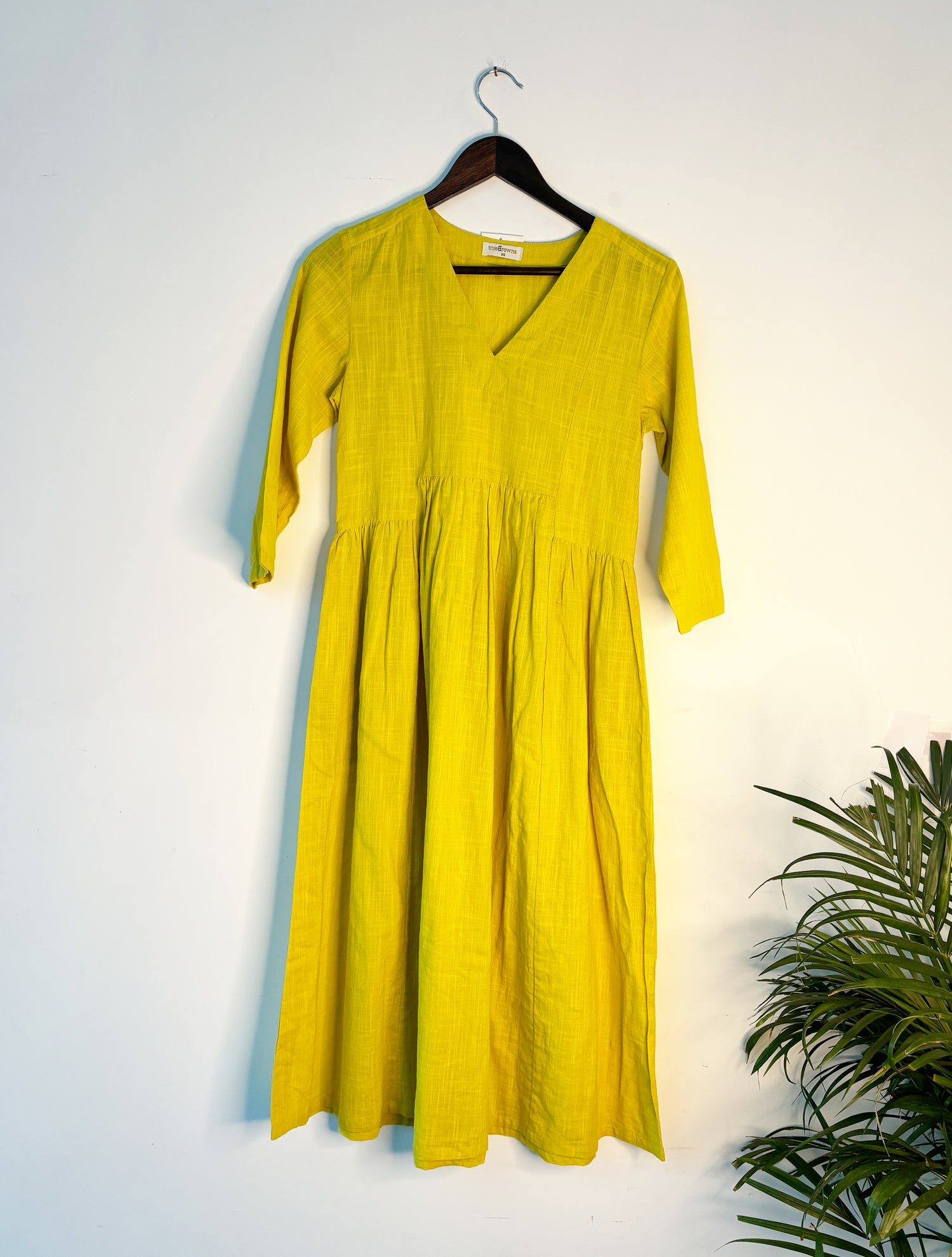 trueBrowns Lime Slub Dress