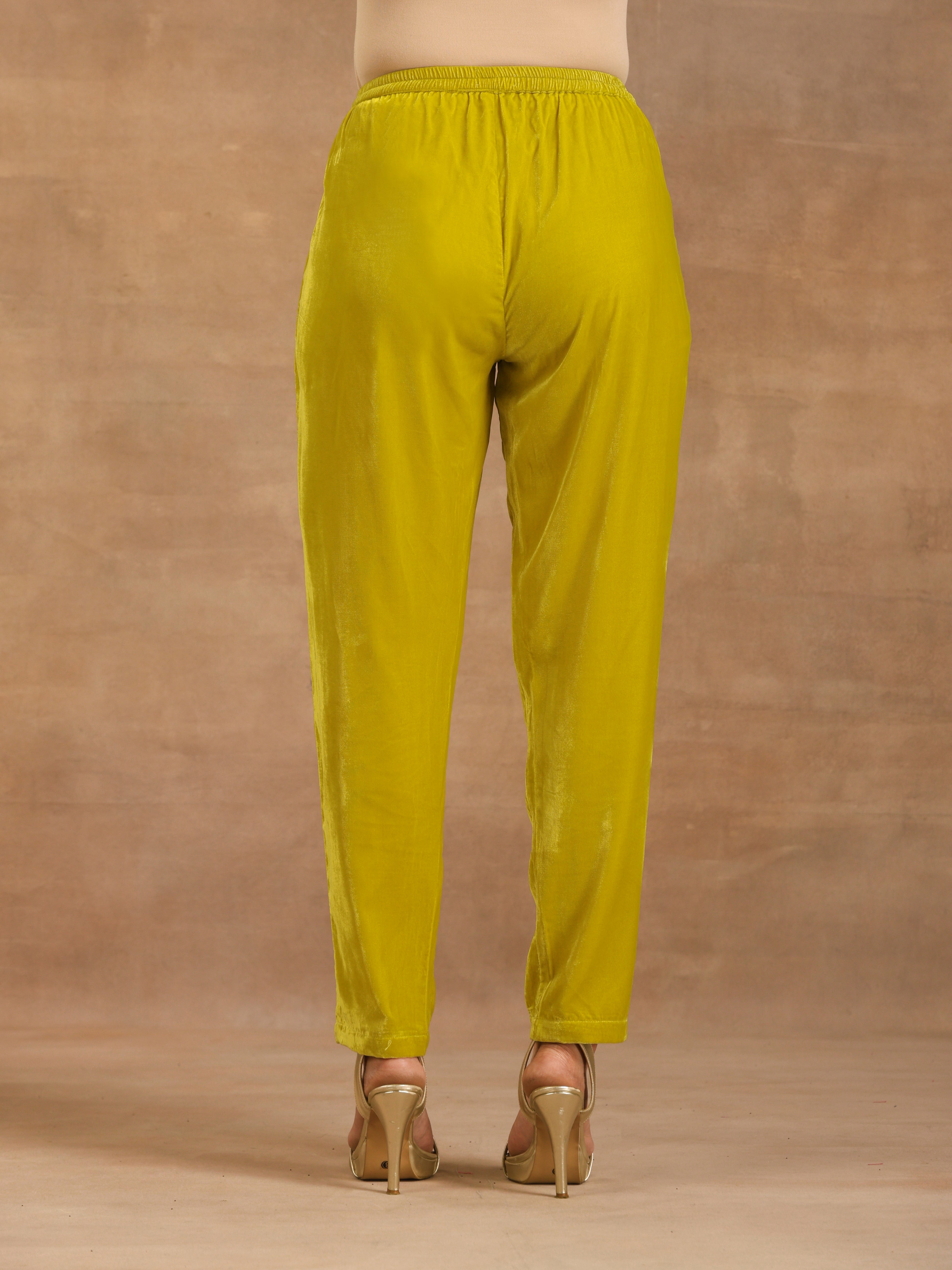 trueBrowns Lime Velvet Pant
